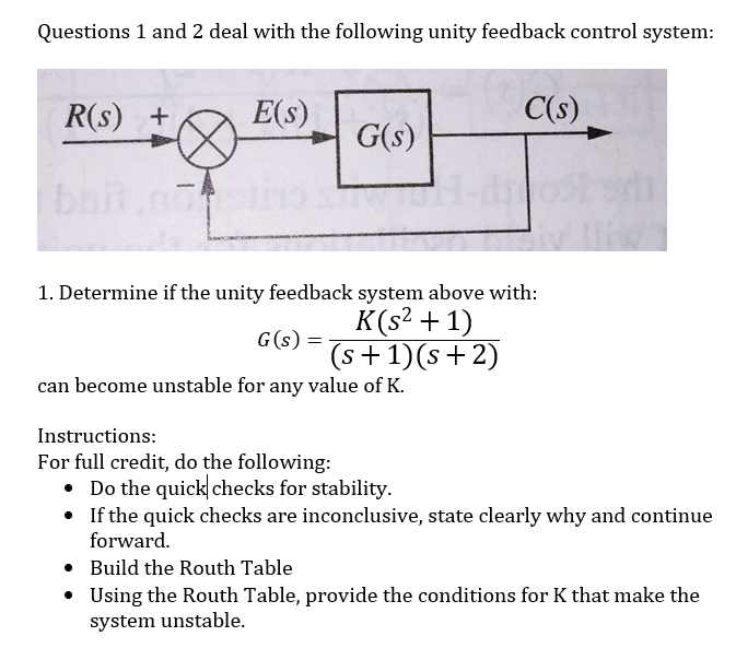 Solved Questions 1 and 2 deal with the following unity | Chegg.com