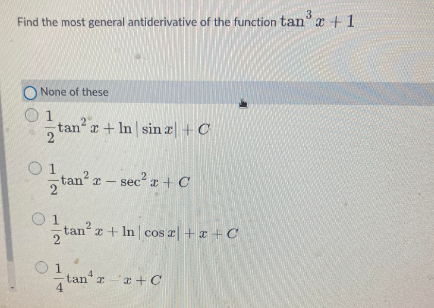 Solved Find the most general antiderivative of the function | Chegg.com