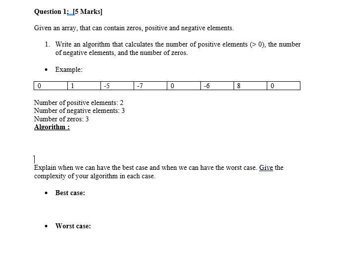 Solved Question 1:_5 Marks] Given an array, that can contain | Chegg.com