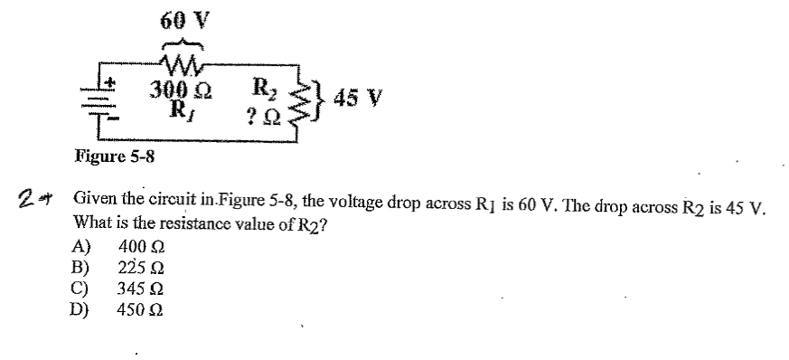 Solved 24 Given the circuit in.Figure 5-8, the voltage drop | Chegg.com