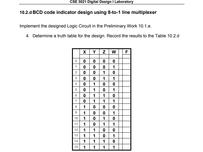 Solved 10.1 Preliminary Work Any combinational logic circuit | Chegg.com