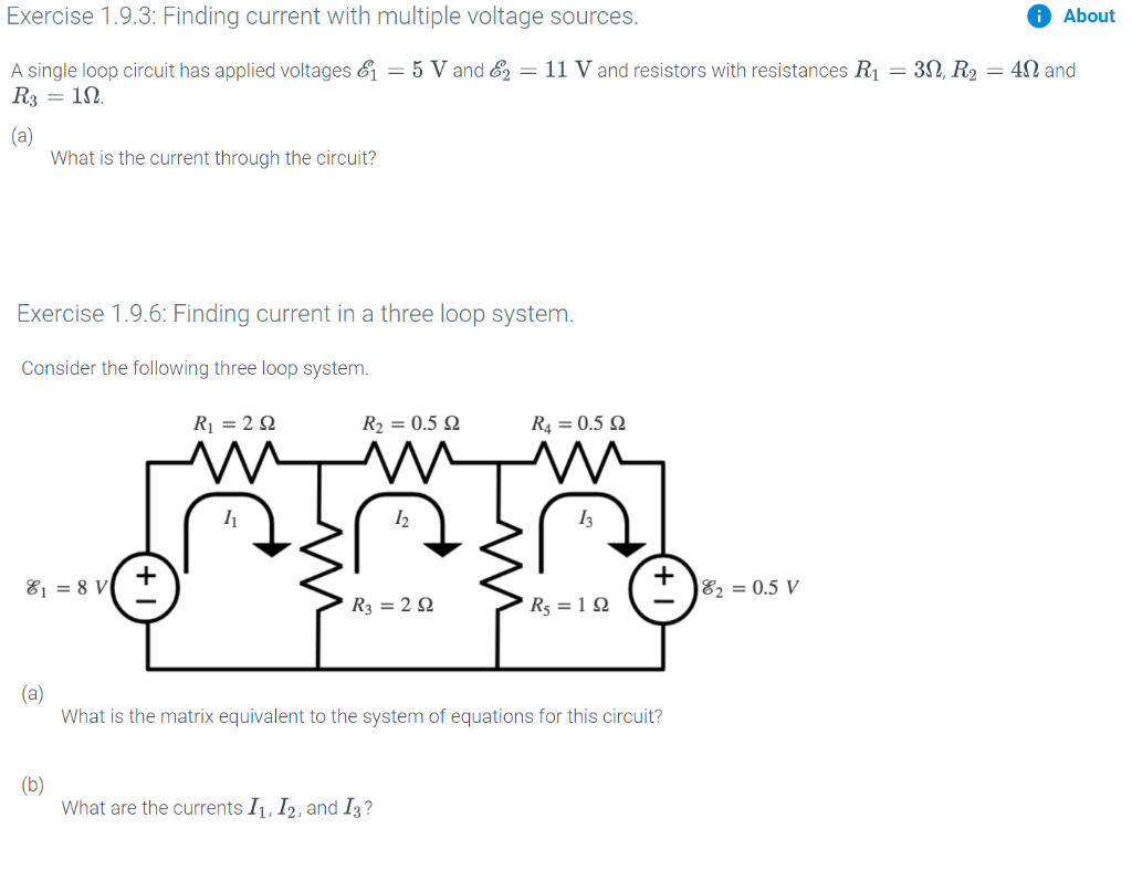 Solved Finding current in a three loop system and Finding | Chegg.com