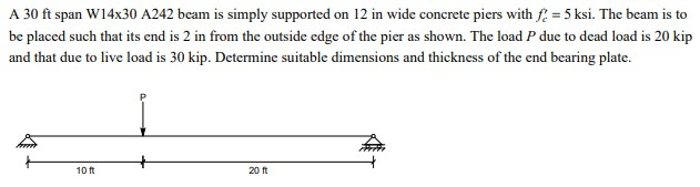 A 30 ft span W14x30 A242 beam is simply supported on | Chegg.com