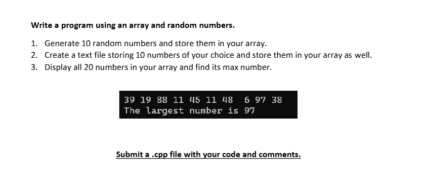 Solved In C++ ﻿Programming languageWrite a program using an | Chegg.com