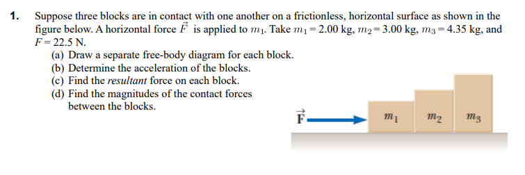 Solved 1. Suppose three blocks are in contact with one | Chegg.com Solved 1. Suppose three blocks are in contact with one | Chegg.com