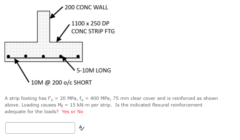Solved 200 CONC WALL 1100 x 250 DP CONC STRIP FTG 5-10M LONG | Chegg.com