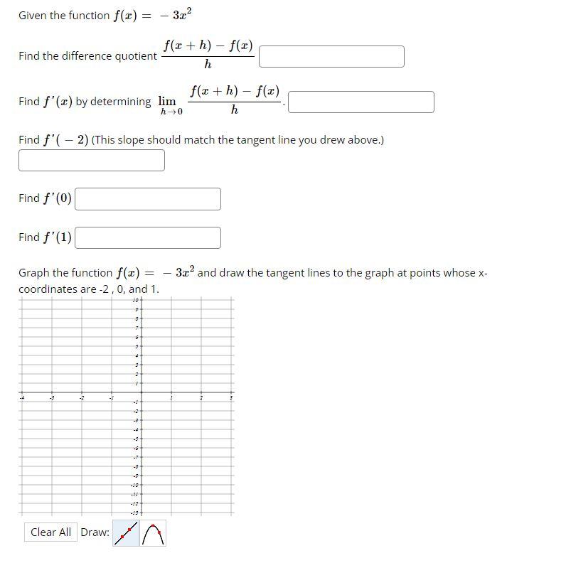 Solved Given the function f(x)=−3x2 Find the difference | Chegg.com