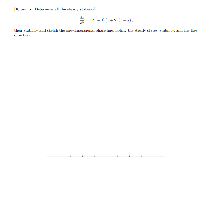 Solved 1. [10 points) Determine all the steady states of = | Chegg.com