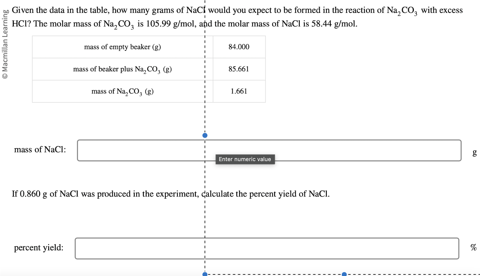 Solved Given the data in the table, how many grams of NaCl | Chegg.com