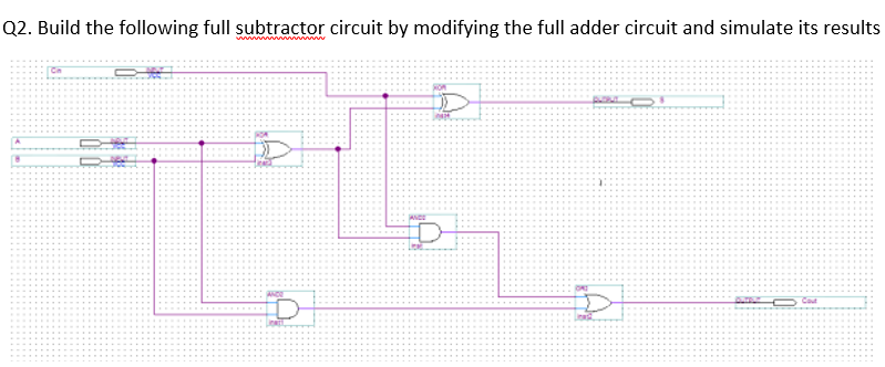 Solved Q2. Build the following full subtractor circuit by | Chegg.com