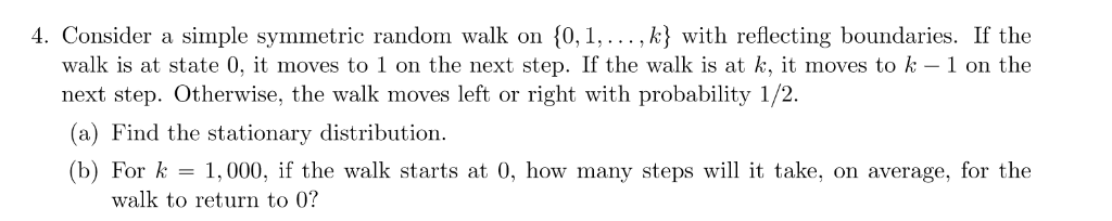 Solved 4. Consider a simple symmetric random walk on | Chegg.com