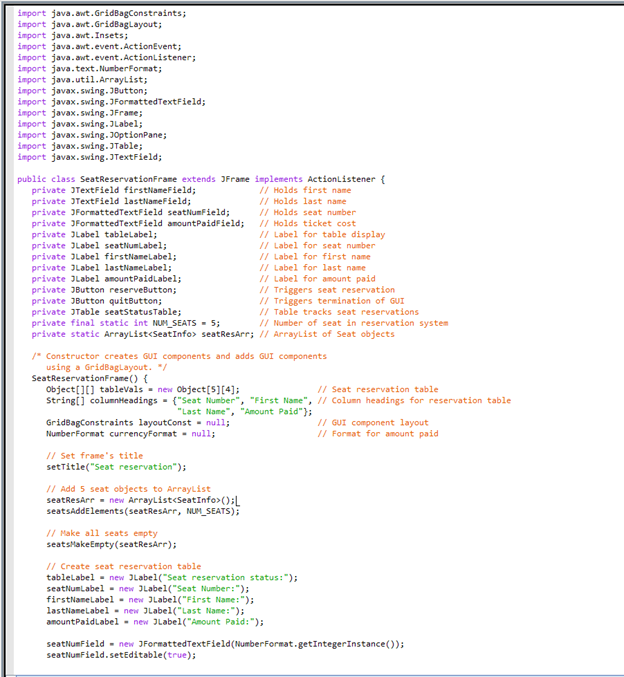Solved I need some help with this lab.Lesson 13 Lab - Seat | Chegg.com