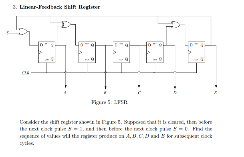Solved 3. Linear-Feedback Shift Register SET o D SET D SET | Chegg.com