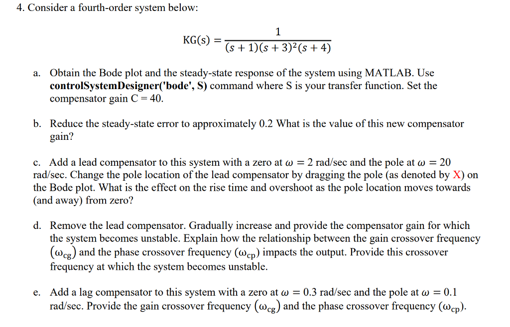 Solved 4. Consider a fourth-order system below: KGS)s + 3) | Chegg.com
