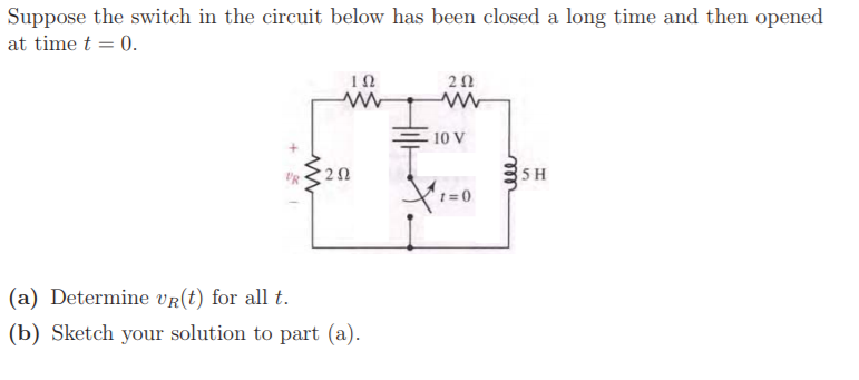 Solved he switch in the circuit below has been closed a long | Chegg.com