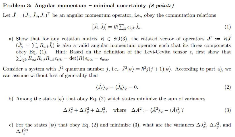 Solved Problem 3: Angular momentum - ﻿minimal uncertainty | Chegg.com