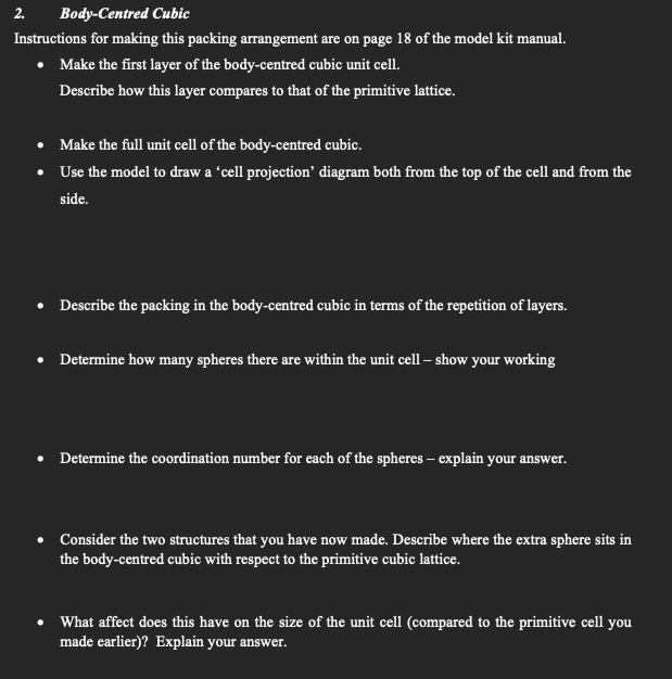 Solved 1. Primitive Cubic Instructions for making this | Chegg.com