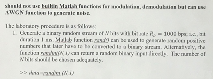 should not use builtin Matlab functions for | Chegg.com