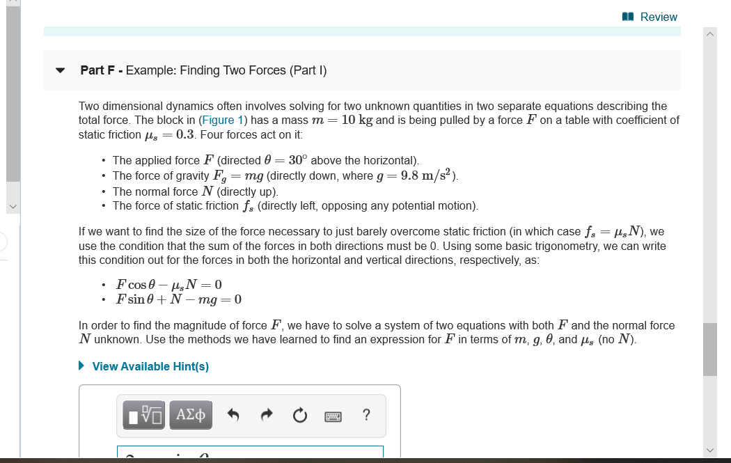 Solved I Review Part F - Example: Finding Two Forces (Part | Chegg.com Solved I Review Part F - Example: Finding Two Forces (Part | Chegg.com