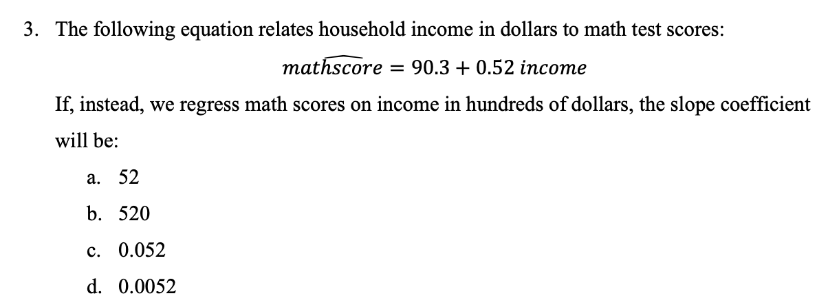 Solved 3. The following equation relates household income in | Chegg.com