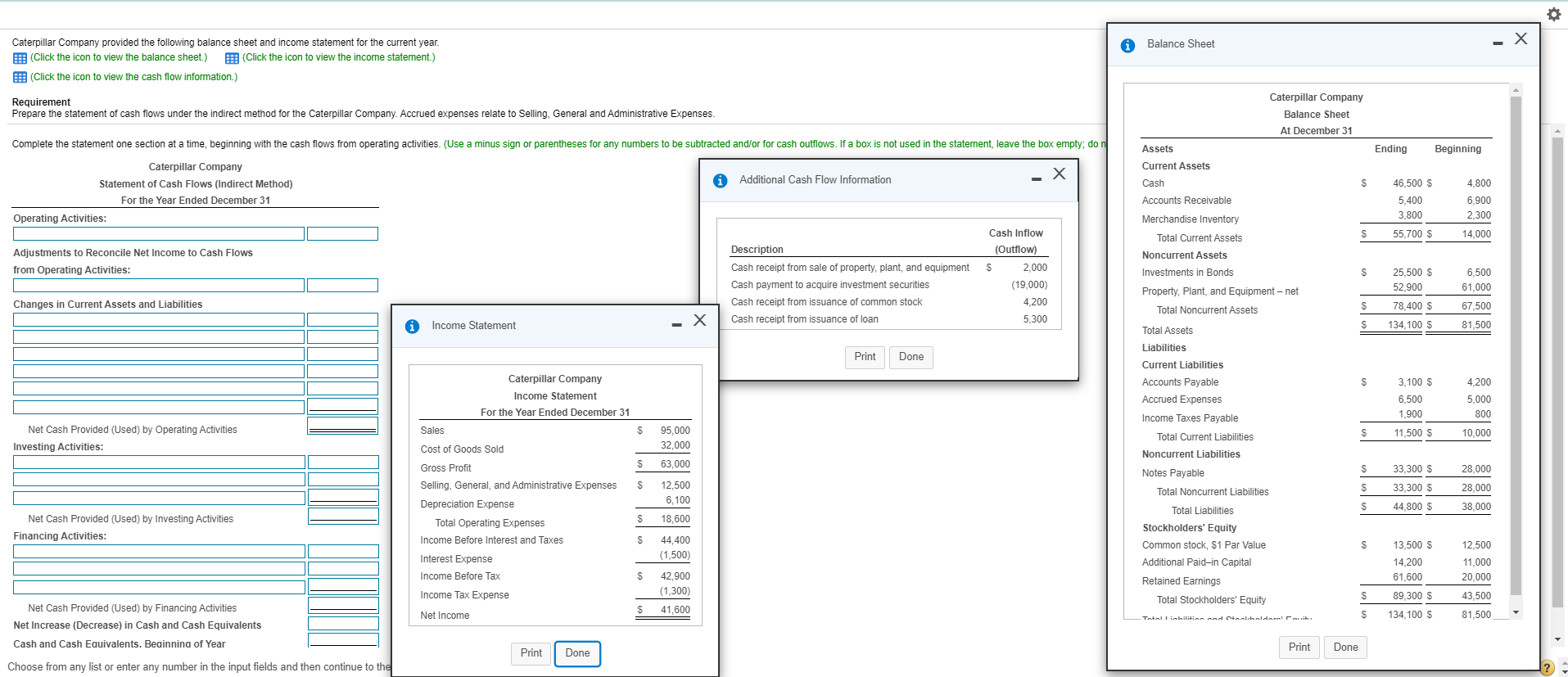 Solved Balance Sheet Caterpillar Company provided the | Chegg.com