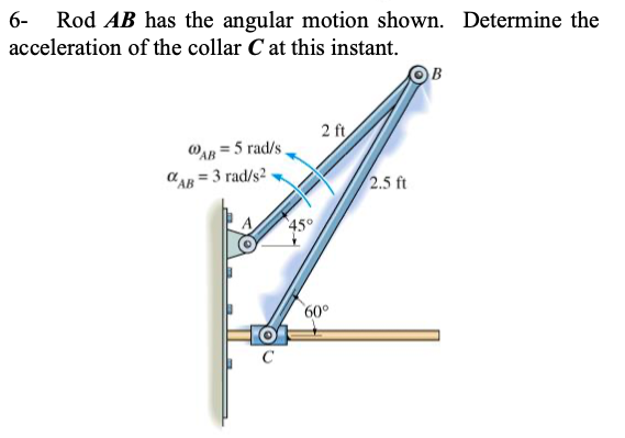 Solved 6- Rod AB has the angular motion shown. Determine the | Chegg.com