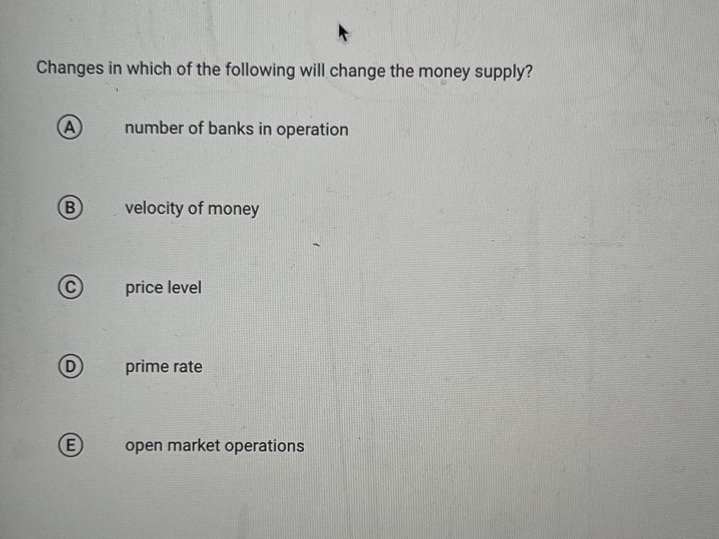 Solved Changes in which of the following will change the | Chegg.com
