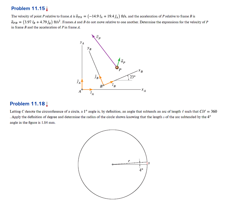 Solved Problem 11.15 ﻿&The velocity of point P ﻿relative to | Chegg.com