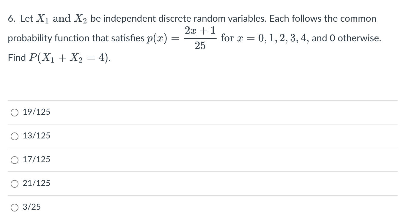 Solved Let x1 ﻿and x2 ﻿be independent discrete random | Chegg.com