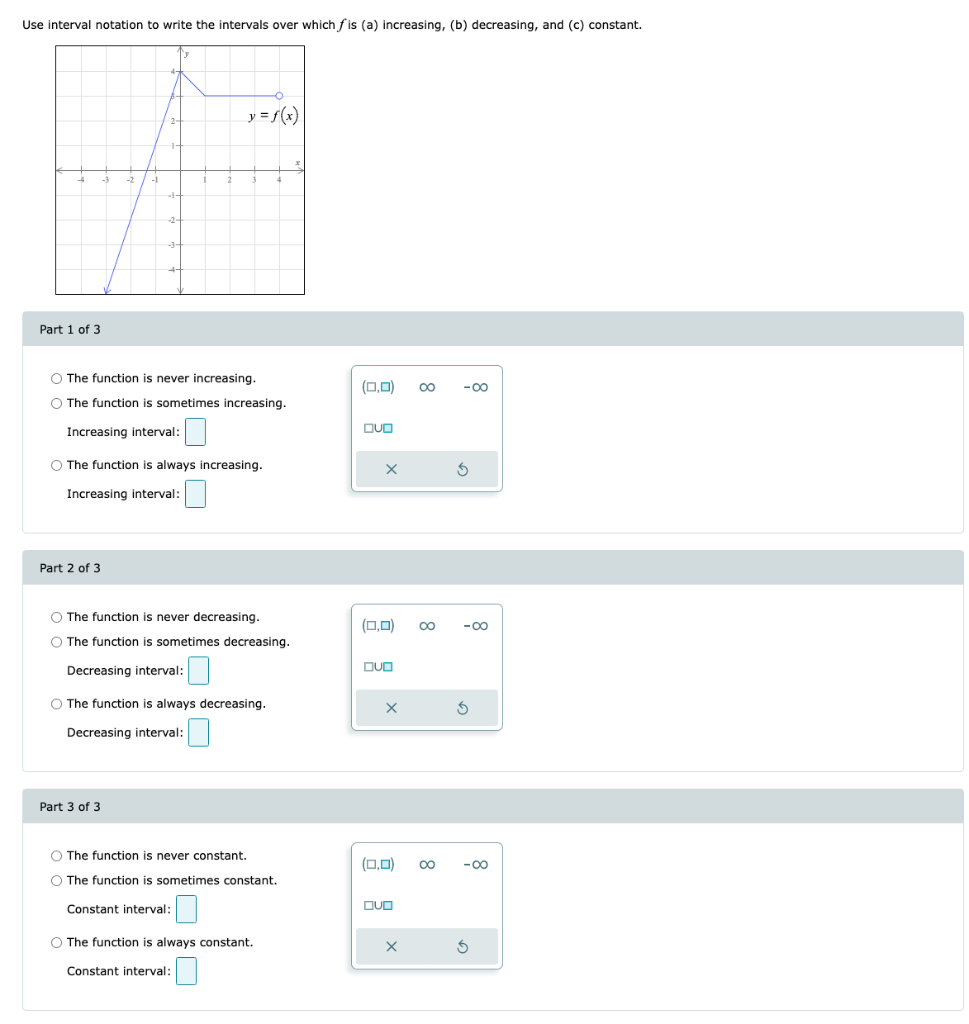 Solved Use interval notation to write the intervals over | Chegg.com