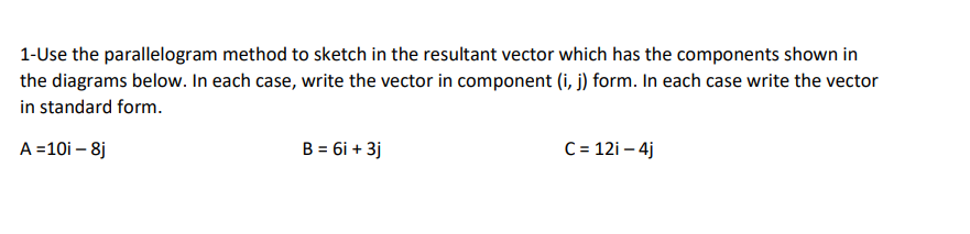 1-Use the parallelogram method to sketch in the | Chegg.com