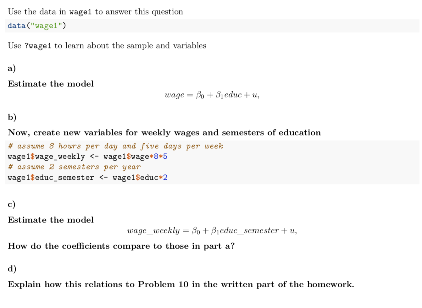 Use the data in wage1 to answer this question | Chegg.com