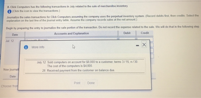 Solved 8. Click Computers has the following transactions in | Chegg.com