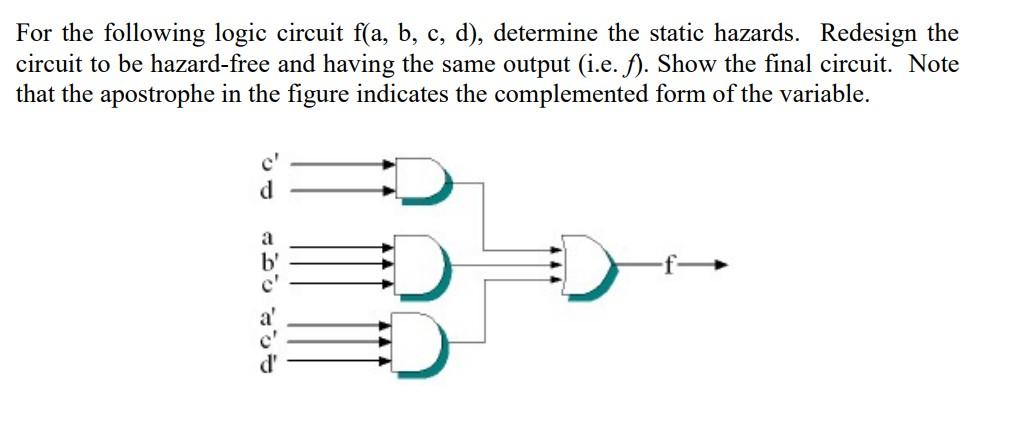 [Solved]: For the following logic circuit ( f(a, b, c, d)