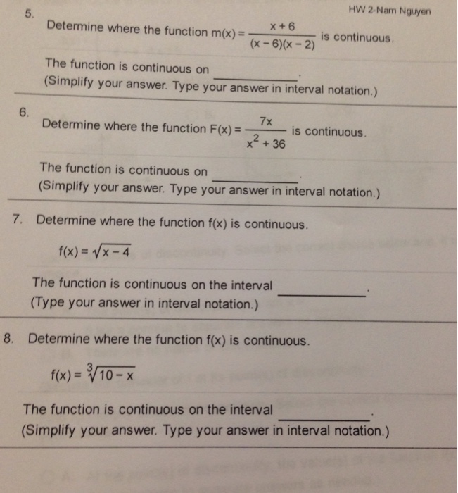 Solved Determine where the function m(x) = x + 6/(x - 6)(x - | Chegg.com