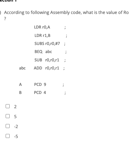 Solved 1) According to following Assembly code, what is the | Chegg.com