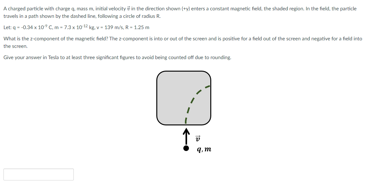 Solved A charged particle with charge q, ﻿mass m, ﻿initial | Chegg.com