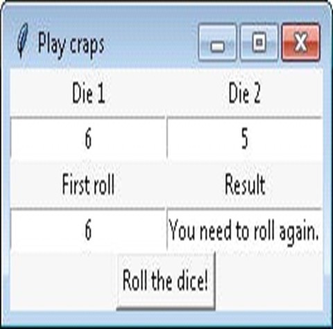 Solved Write a GUI class called Craps that implements the | Chegg.com