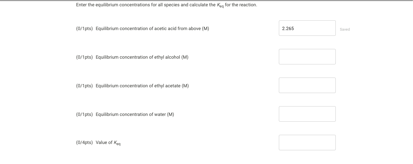 Solved Use the data collected above and the given volumes of | Chegg.com
