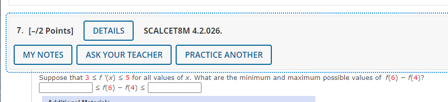 Solved 7. [-12 Points] DETAILS SCALCET8M 4.2.026. MY NOTES | Chegg.com