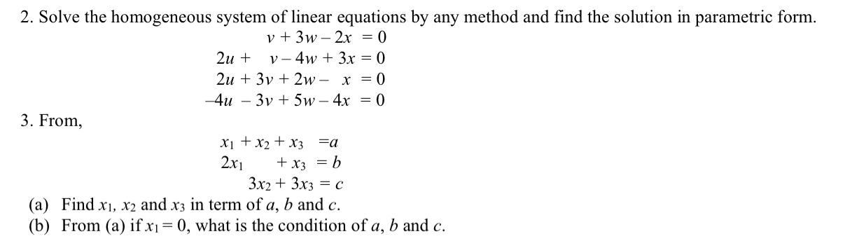 Solved 2. Solve the homogeneous system of linear equations | Chegg.com