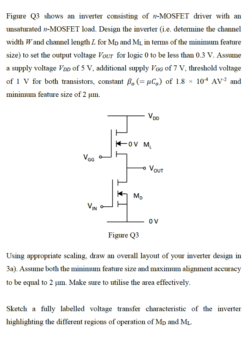Solved Figure Q3 shows an inverter consisting of n-MOSFET | Chegg.com