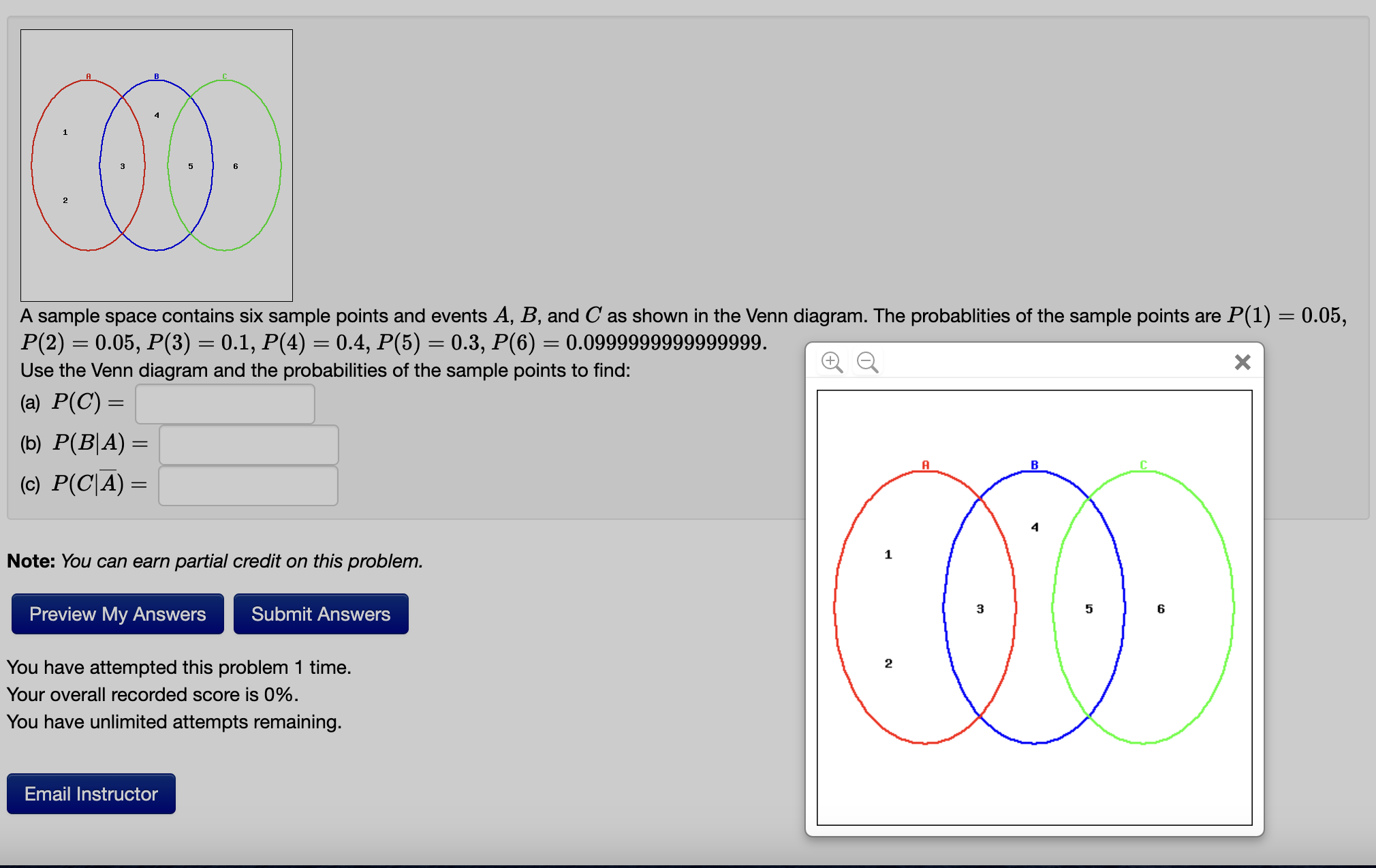 Solved A sample space contains six sample points and events | Chegg.com