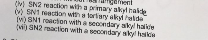 Solved SN2 reaction with a primary alkyl halide SN1 | Chegg.com