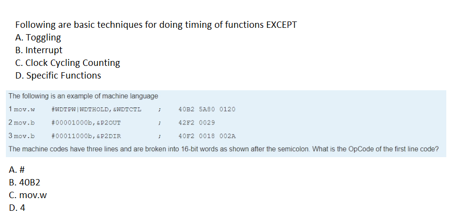Solved Following are basic techniques for doing timing of | Chegg.com