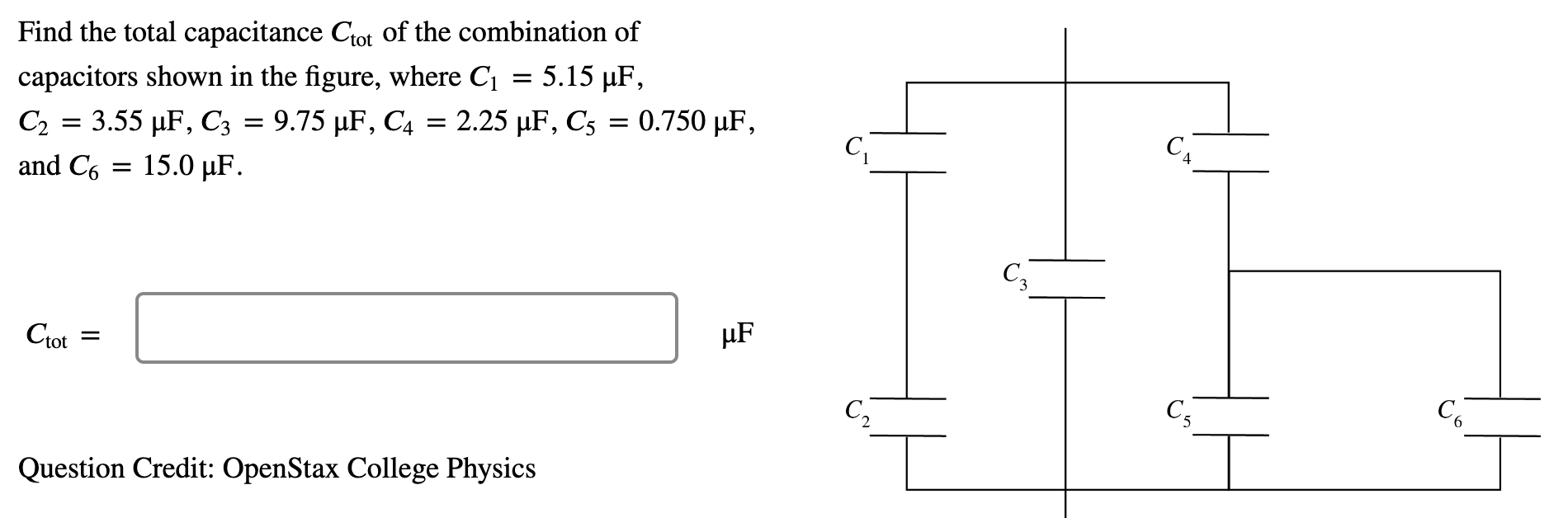 Solved Find the total capacitance Ctot of the combination of | Chegg.com