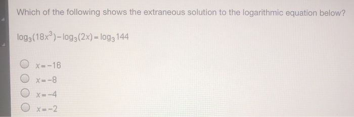 Solved Which of the following shows the extraneous solution | Chegg.com