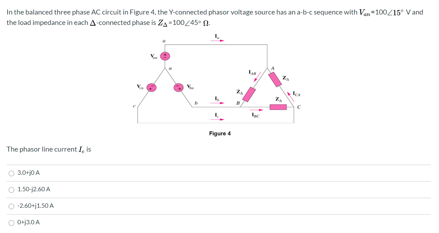 Solved In the balanced three phase AC circuit in Figure 4, | Chegg.com