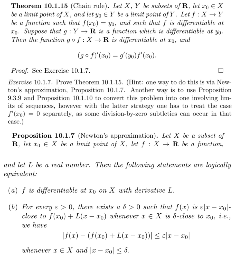 Solved Theorem 10.1.15 (Chain rule). Let X, Y be subsets of | Chegg.com