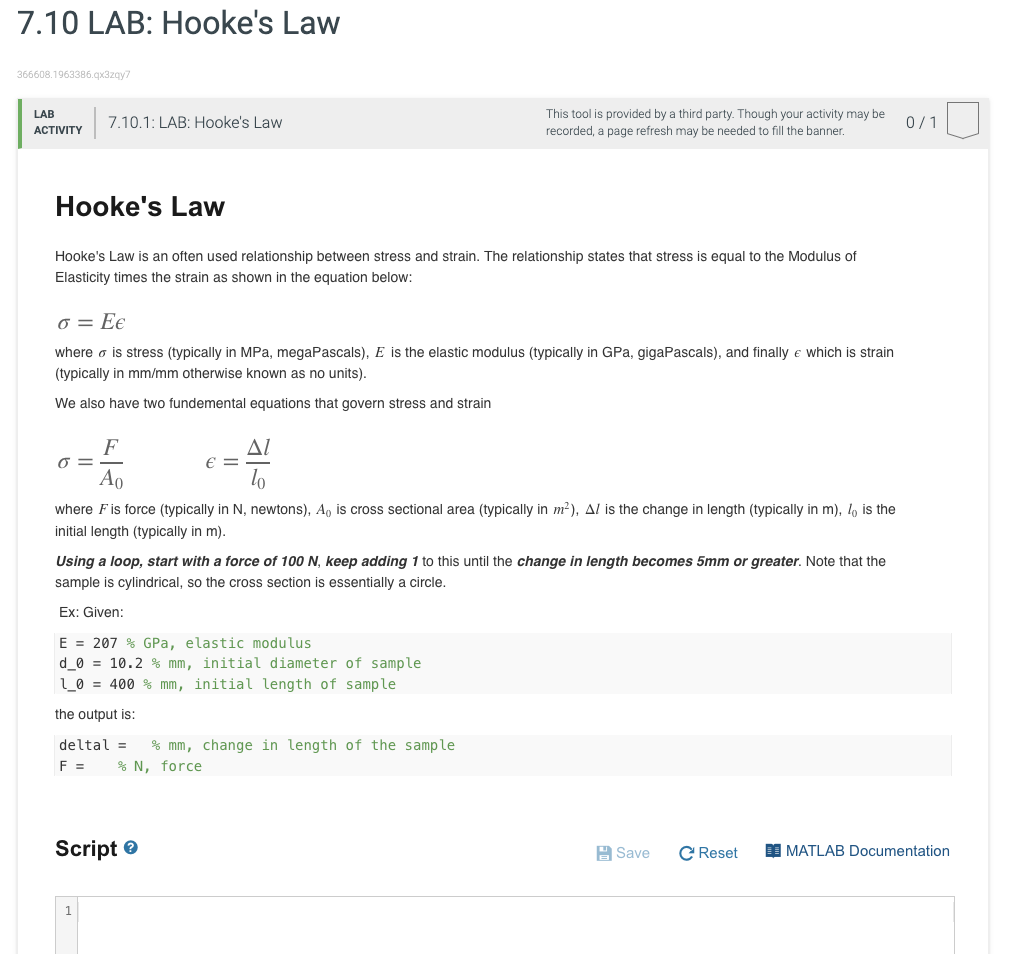 Solved 7.10 LAB: Hooke's Law 366608.1963386.qx3zqy7 LAB | Chegg.com